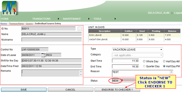 You will be redirected to Individual Overtime Entry with details loaded ...