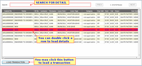 Here you'll see all Overtime Entry transactions with status "NEW" and ...