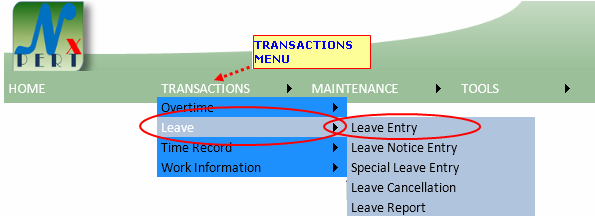 Step 1. Go to Transaction > Leave > Leave Entry: