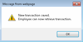 A message from WEB prompts after saving leave notice. An employee ...