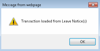 This message from the WEB prompts after selecting leave notice from ...