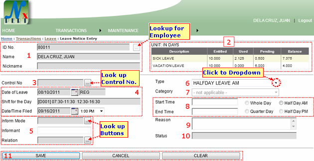 1 employee s information this is where the current logged user s basic ...